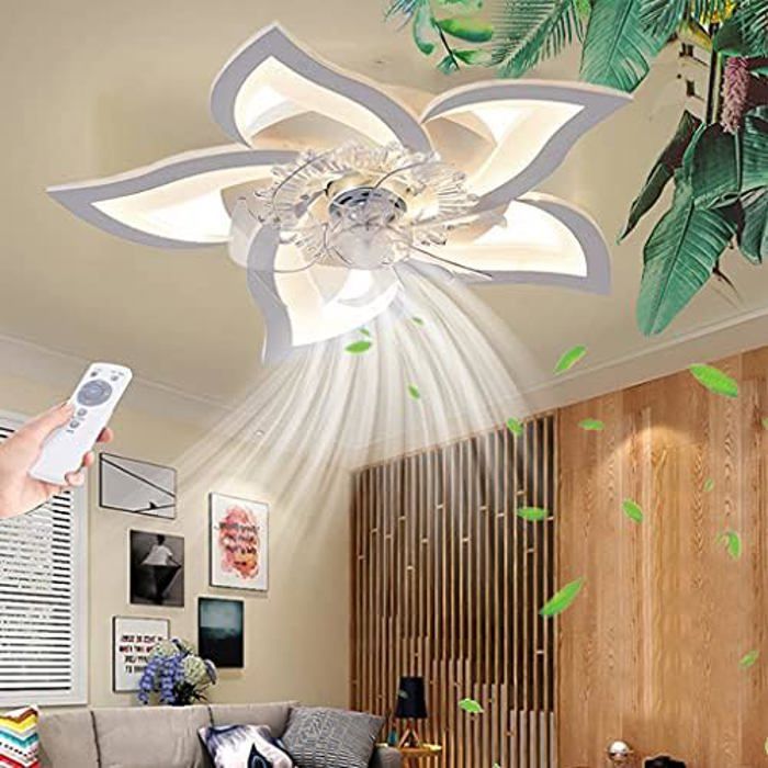 HJUNE Ventilateur de plafond avec éclairage Dimmable LED Plafonnier ...