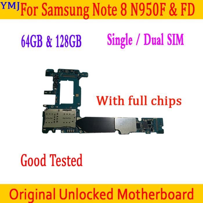 N950F-64GB 2SIM-Carte mère 100% originale débloquée pour Samsung Galaxy ...