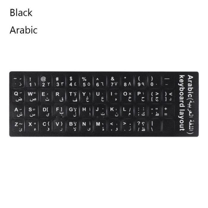Noir-arabe-Autocollants de clavier non ald, disposition de l'alphabet ...