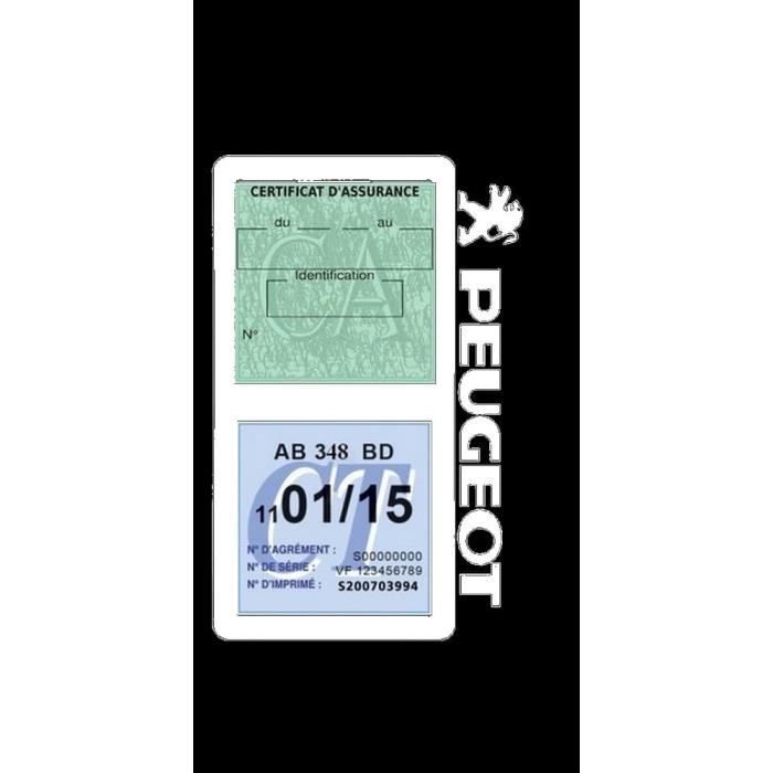 PEUGEOT VD22 BLANC POCHETTE ETUI VIGNETTE ASSURANCE VOITURE ET CONTROLE ...