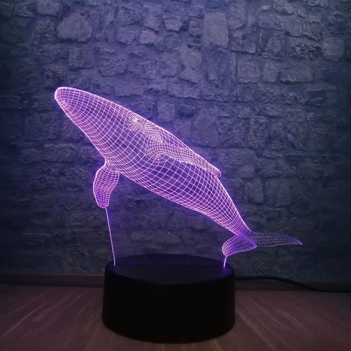 Animal 3D Led Usb Lampe Monde Sous-Marin Poisson Baleine Cétacée Visuelle 7 Changement De ...