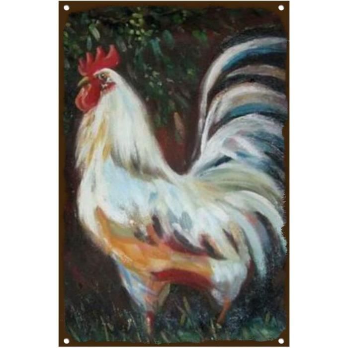 Poster Métallique Affiche,Poulet Fermier Coq Poule,Peinture Art ...