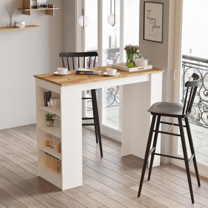 Yurupa Table de Bar,Haute de Cuisine avec Rangement Mange,Table Haute ...