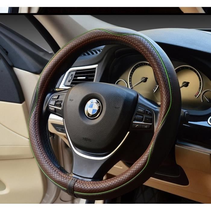 Couvre volant,Couvre-volant universel en cuir véritable tressé pour Bmw ...