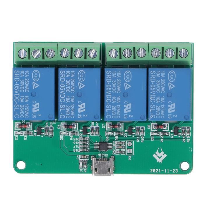 Cikonielf Module de relais 5V Module de relais 4 canaux 5V pour carte d'extension USB lecteur ...