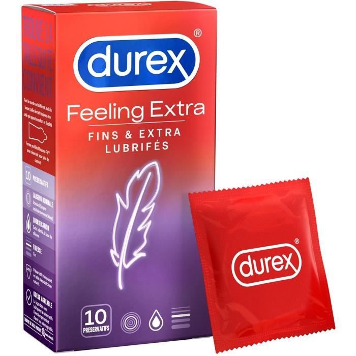 Durex Feeling Extra Préservatif Fin et Extra Lubrifié 10 unités ...