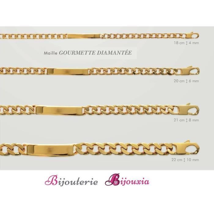 Bracelet Identité Gravure Gourmette Plaqué or 18 Carats 750/000 Plaqué ...