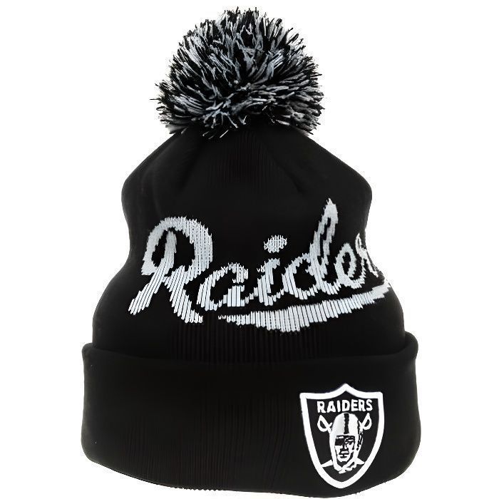 Bonnet - NEW ERA - Bobble Script 2 Oakland Raiders - Noir - Blanc ...