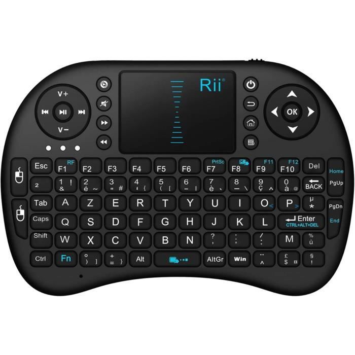 Clavier sans fil - RII - Mini i8 - Ergonomique AZERTY - Pavé tactile ...