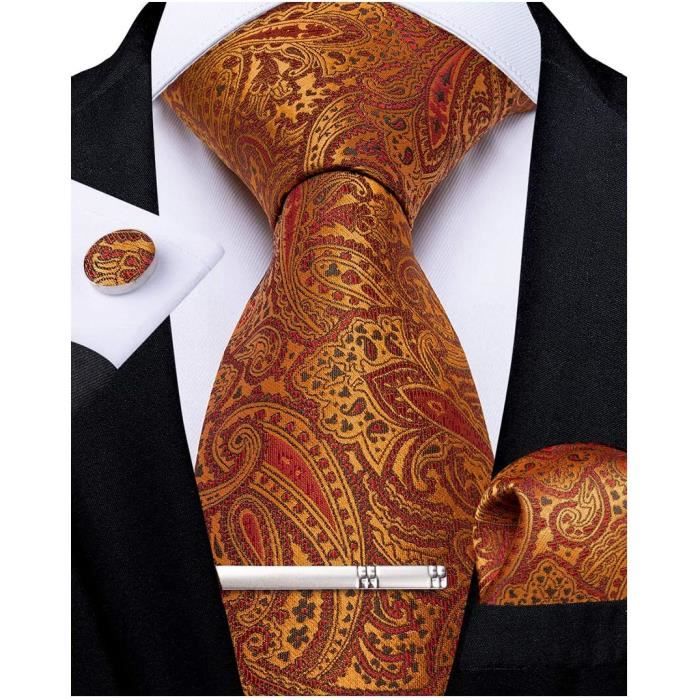 Cravate Pour Homme En Soie Cachemire Floral Cravate Poche Carré Boutons ...