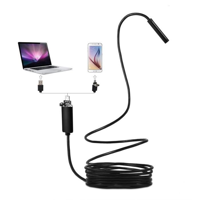 Endoscope USB 2 en 1 caméra semi-rigide en ballose Caméra imperméable ...