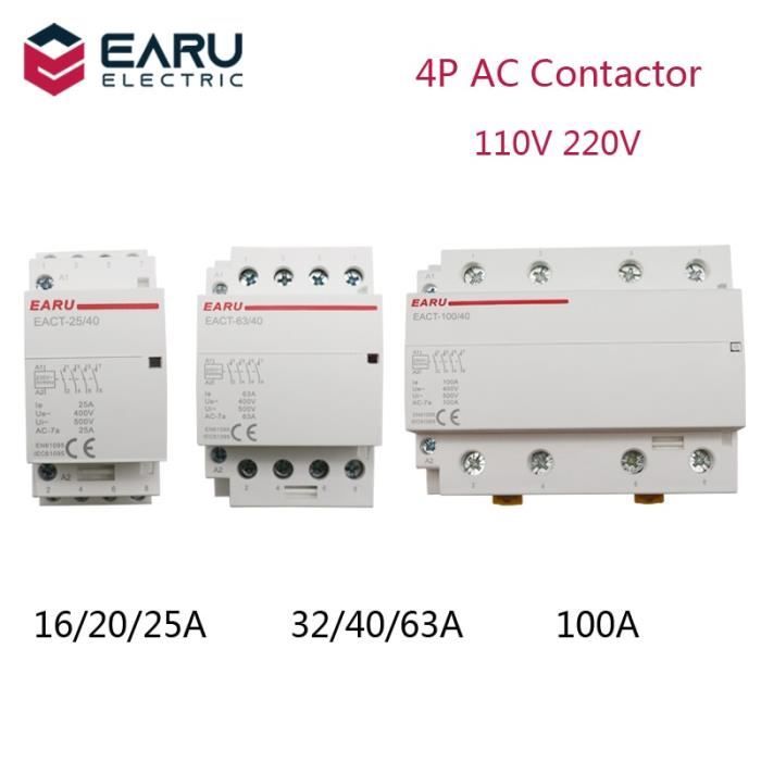 AC 110V-20A-4NC -Contacteur modulaire AC 4P 16 100A AC 110V 220V 50-60Hz,contrôleur de ...