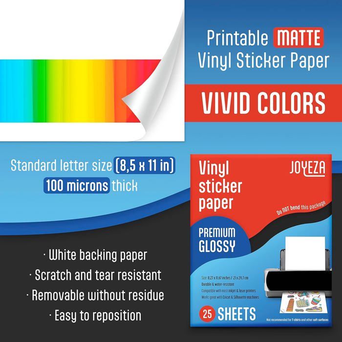 Papier Vinyle Autocollant Imprimable Pour Imprimante À Jet D'Encre-25 ...