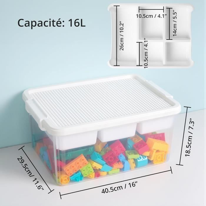 Caisse Rangement Plastique 16 l - Boite Compartiment avec Plateau Amovible à 5 Compartiments ...