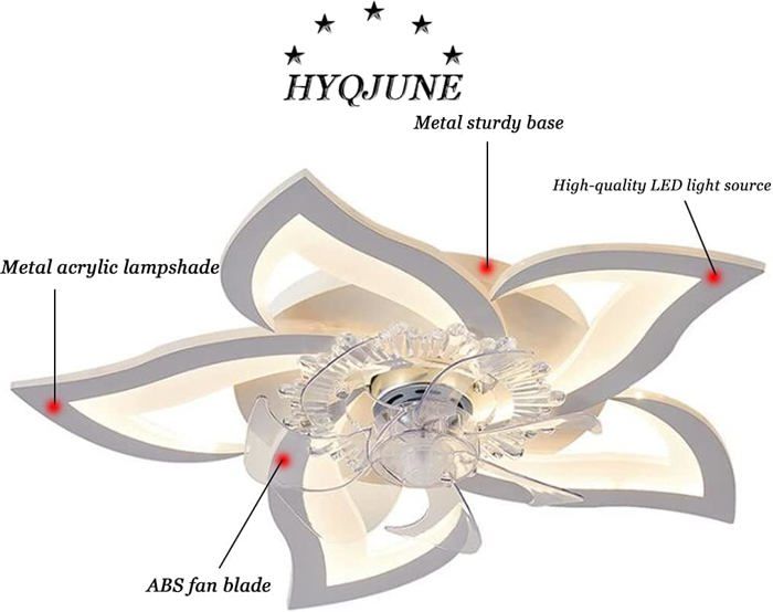 HJUNE Ventilateur de plafond avec éclairage Dimmable LED Plafonnier ...