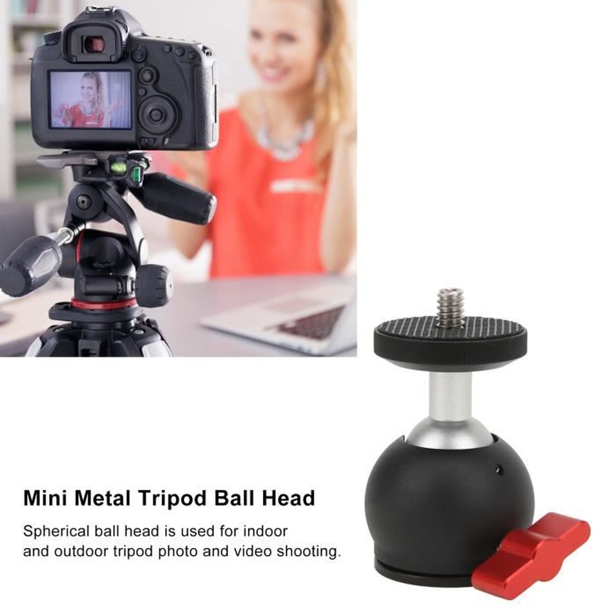 AUN-Mini caméra rotule YELANGU Mini 360 ° Trépied Métallique Rotule ...