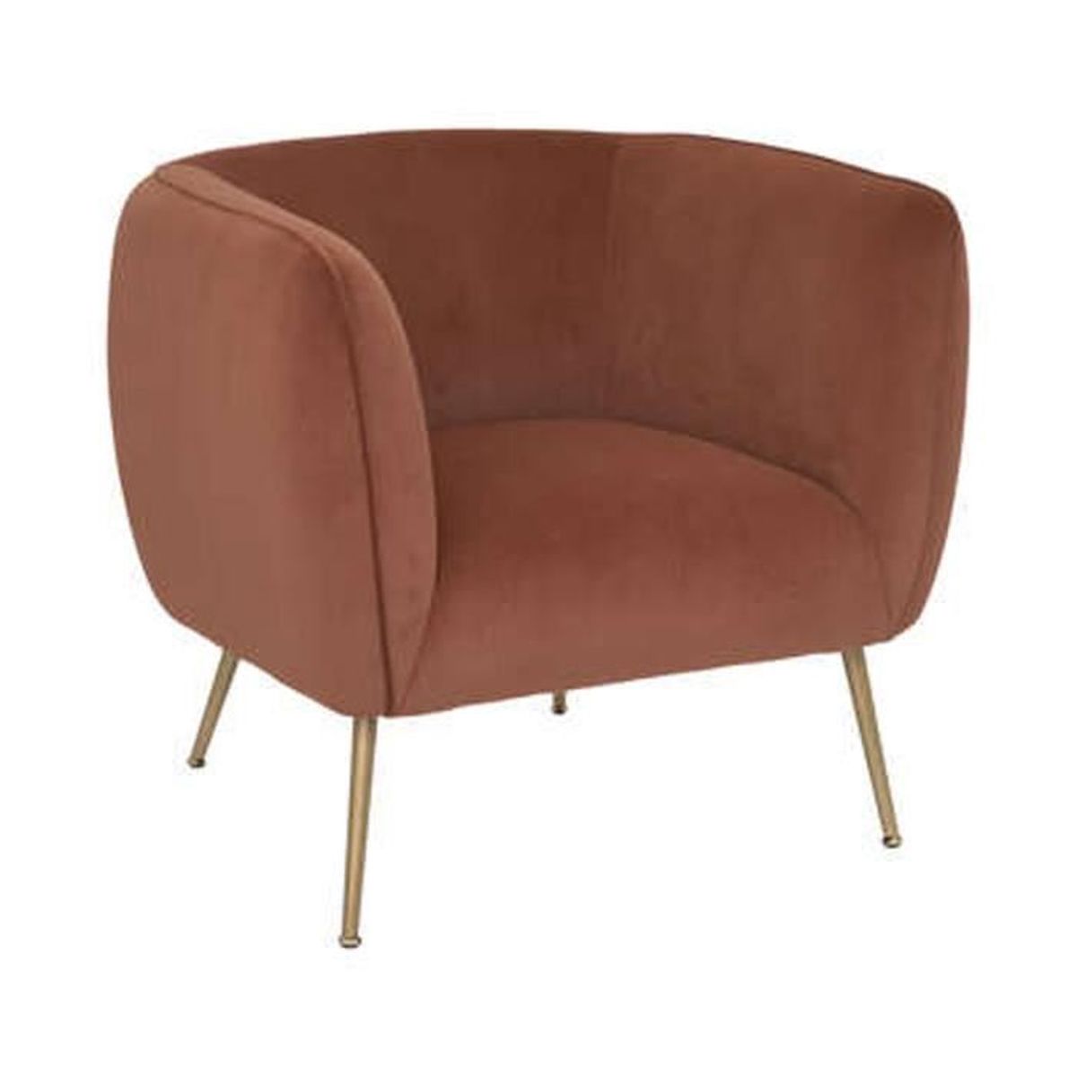 Fauteuil en velours coloris terracotta - Longueur 79 x Profondeur 71 x ...