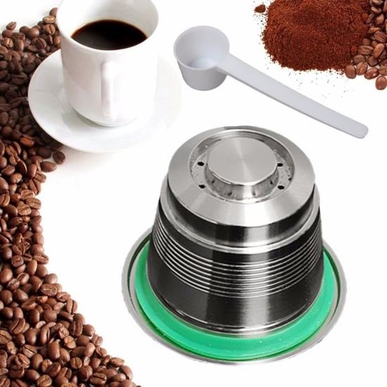 Inox Capsule Rechargeable + Cuillère Pr NESPRESSO Café Machine à ...