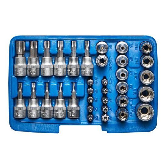 KRAFTPLUS K.150-2134 Coffret de Douilles et Embouts étoiles mâles T-Profil et femelles E-Profil ...