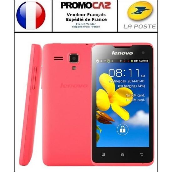 Lenovo A396, rose, 3G-2G, Android 2.3, Wifi, Quad core - Cdiscount Téléphonie