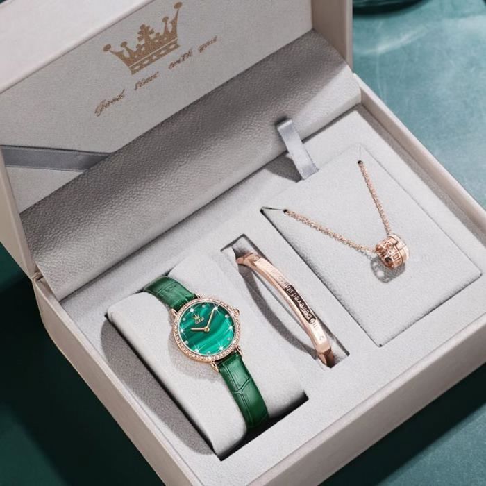 SHARPHY Coffret montre femme + bracelet+ collier - diamant cadran ...