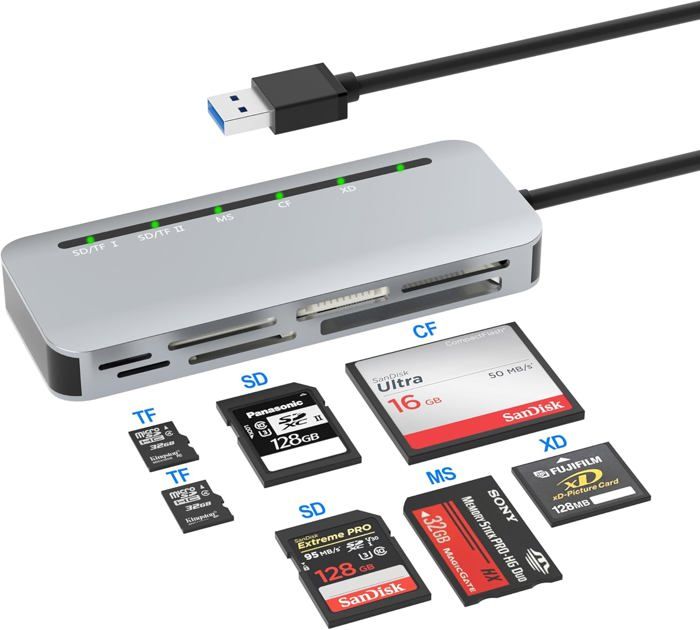 Lecteur De Carte Sd Usb 3.0, 7 En 1 Multi Card Reader Compatible Avec ...