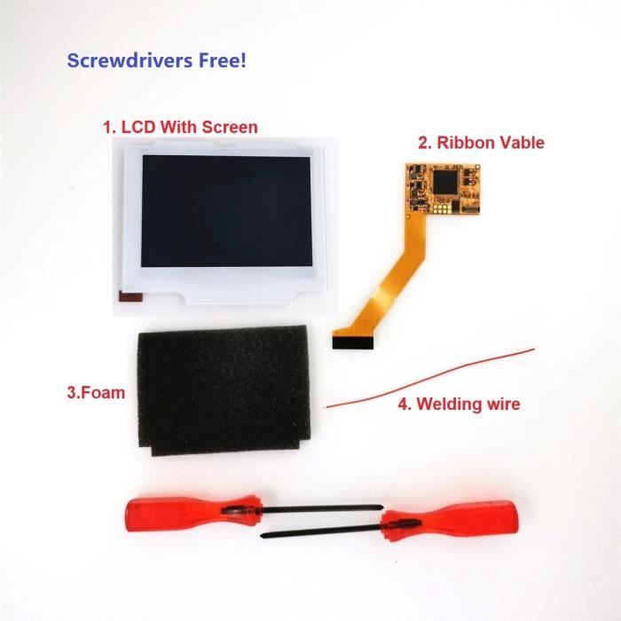 Kit écran LCD IPS V2 pour console GBA SP - Rétroéclairage - 5 niveaux ...