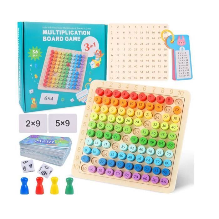 Jeu de Multiplication - Bois - Coloré - Aide à l'apprentissage - Pour ...