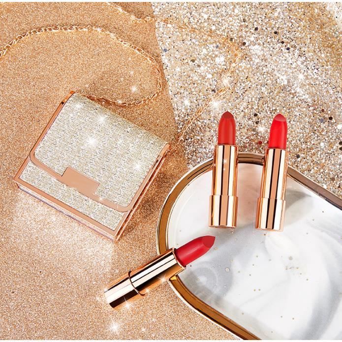 3 Colors Lipstick Mat Paquet de Rouge à Lèvres Velouté avec Sac à ...