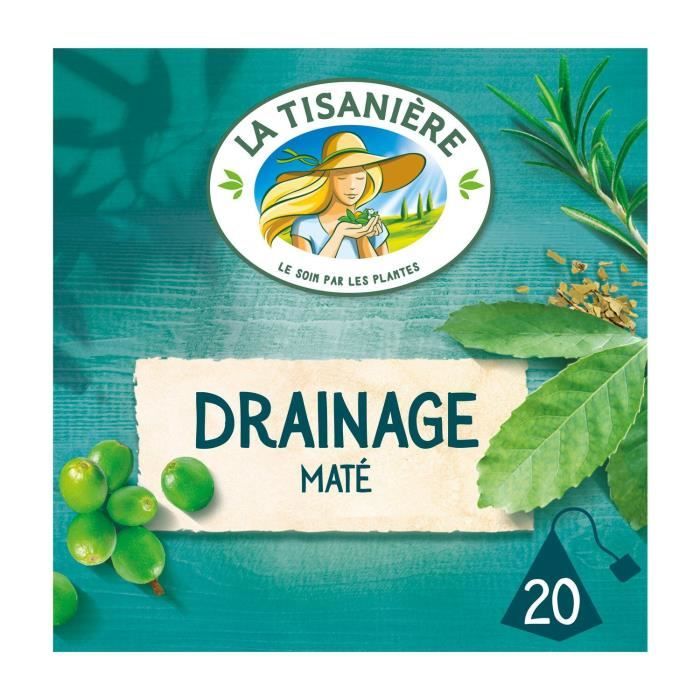 LOT DE 6 - LA TISANIERE - Infusion Drainage Maté - boite de 20 sachets ...