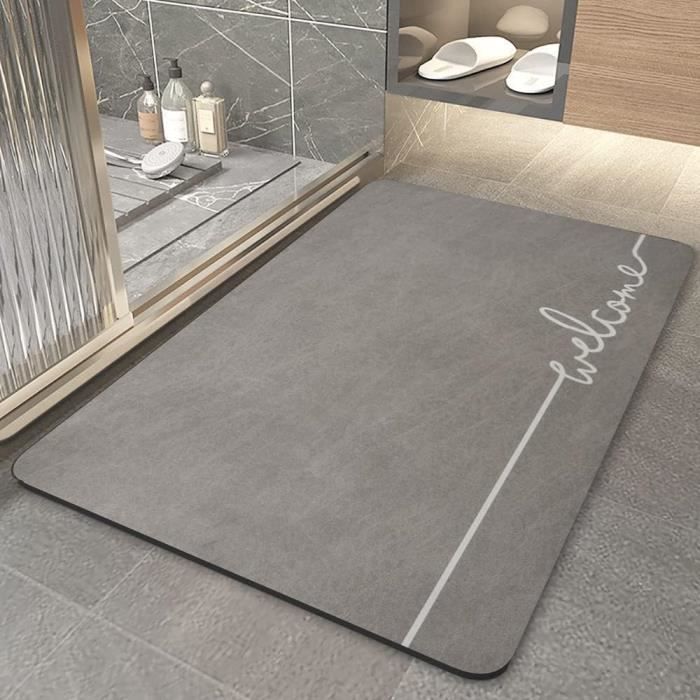 Tout Pour Les Nuisibles - Tapis de bain antidérapant en caoutchouc gris - Absorption rapide et ...