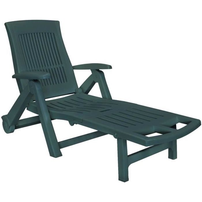 Chaise longue de jardin avec repose-pied Plastique - Bains de soleil ...
