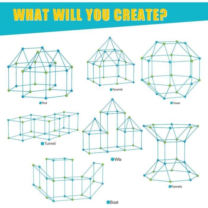 Kids Fort Building Kits,DIY Puzzle,Maison Jouet,Construisez Votre ...