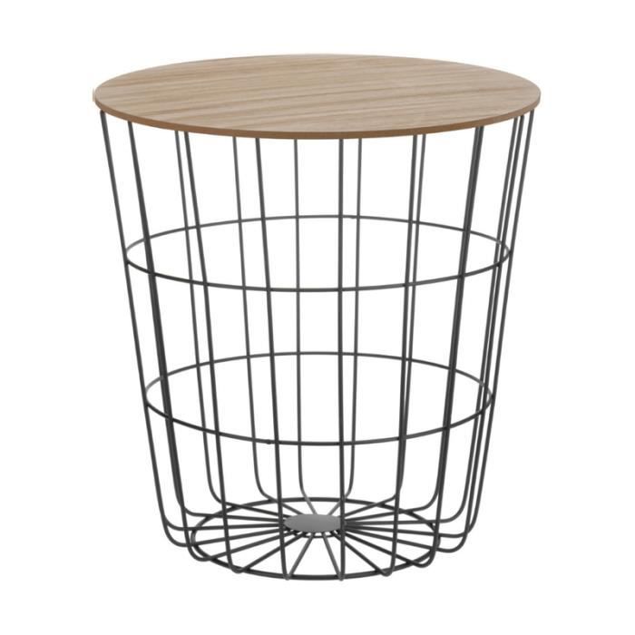 Table basse / Table d’appoint - SUNY - 41 cm - noir - panier ...