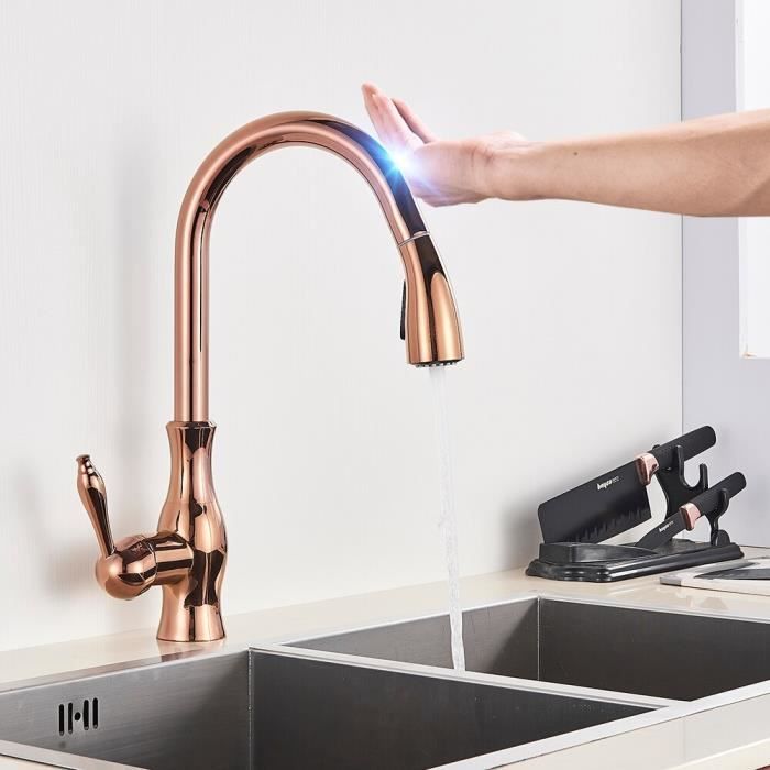 Robinetterie cuisine - Golden - Smart Touch On - Capteur 360 Rotation ...