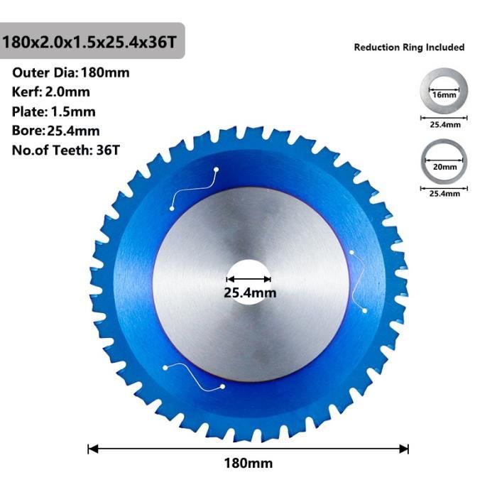 180x2.0x1.5x25.4x36T - lame de scie circulaire pour le métal, 180 355mm ...