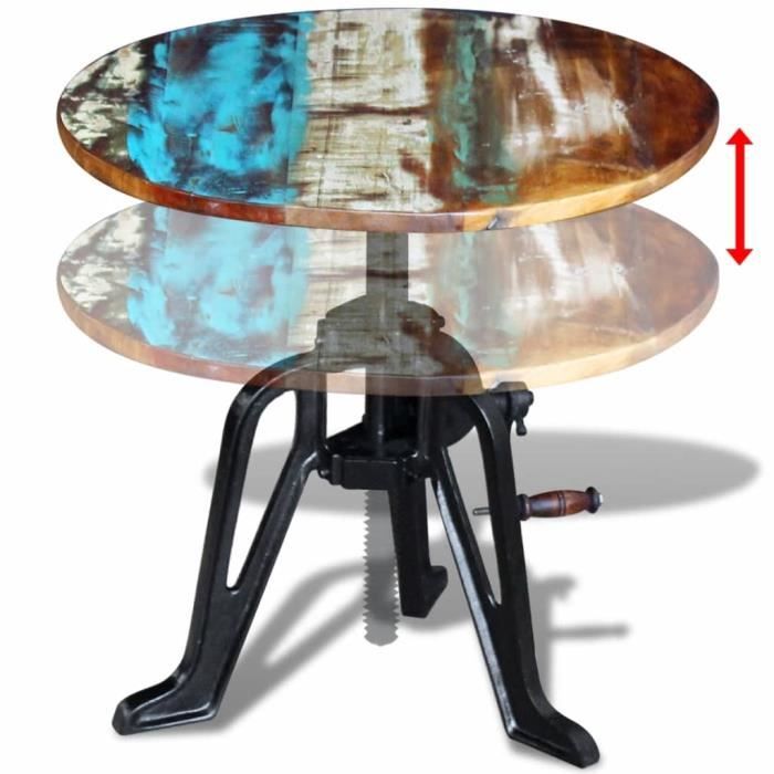 Table auxiliaire - Tables d'appoint - Bois de récupération massif Fonte ...