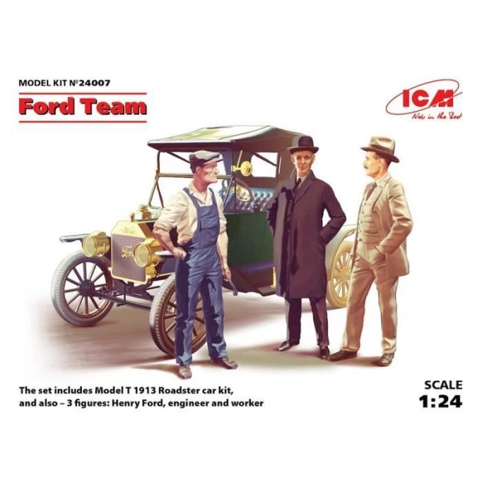 ICM Ford Team (modèle T 1913 Roadster kit voiture et 3 figurines) Kit ...