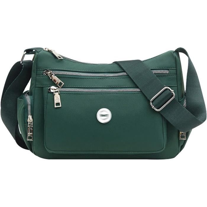 Sac Bandoulière Femme en Nylon Imperméable Multi-Poches Sacoche ...