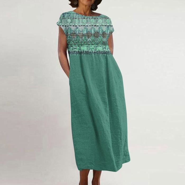 Robes pour femmes, 2023 été coton lin bohème décontracté mode robes ...