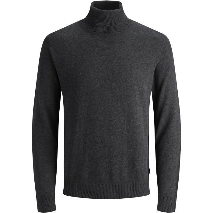 Pull - JACK & JONES - Emil - Col roulé - Maille de qualité - Gris foncé ...