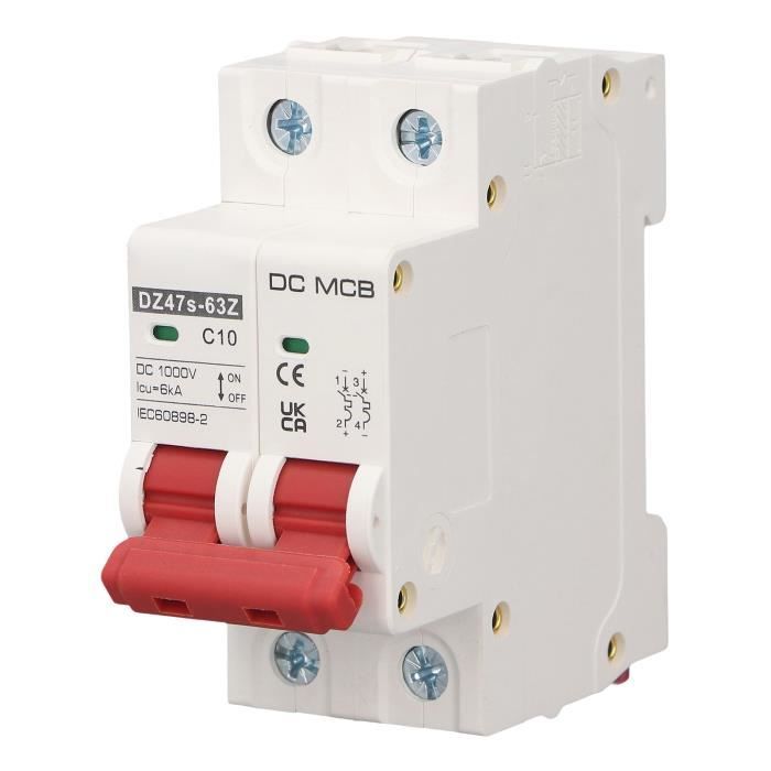 SALALIS Disjoncteur DC Disjoncteur Miniature 2P à montage sur Rail Din, pour système solaire ...