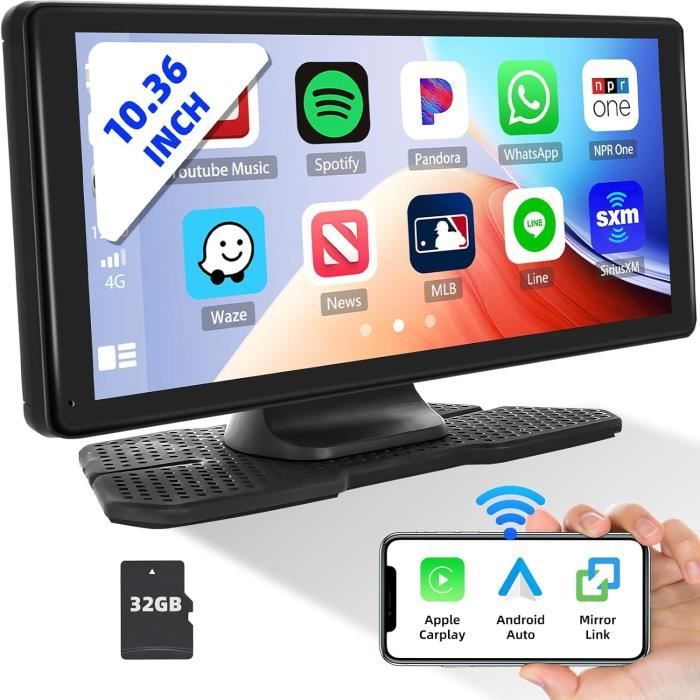 10,36 Pouces Full Hd Écran Tactile Portable Sans Fil Apple Carplay ...