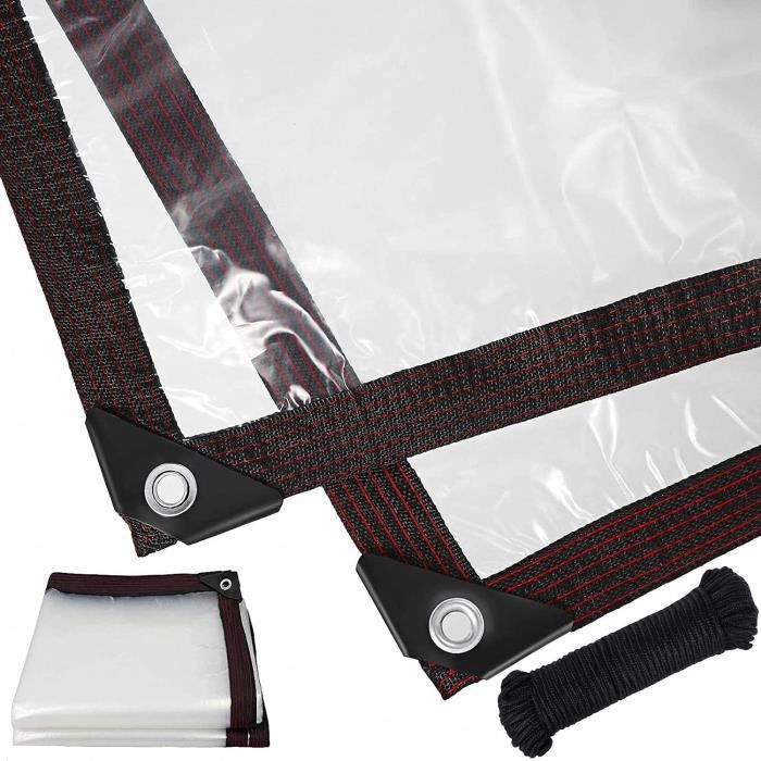 2x2m Bâche Transparente avec œillets, bâche de Couverture imperméable ...