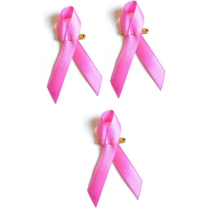 Lot de 3 Pin's Octobre Rose Ruban Rose en Tissu sur Une épingle - Achat ...