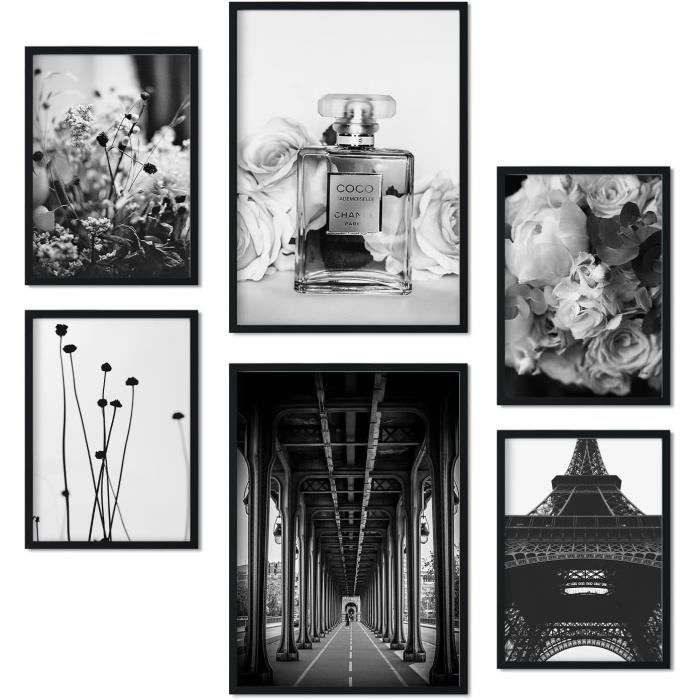 Ensemble De 6 Posters Décoratifs De Paris En Noir Et Blanc - Tirage ...