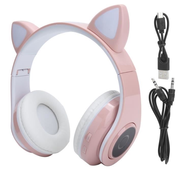 HIB Casque d'oreille de chat Bluetooth 5.0, casque de musique stéréo ...