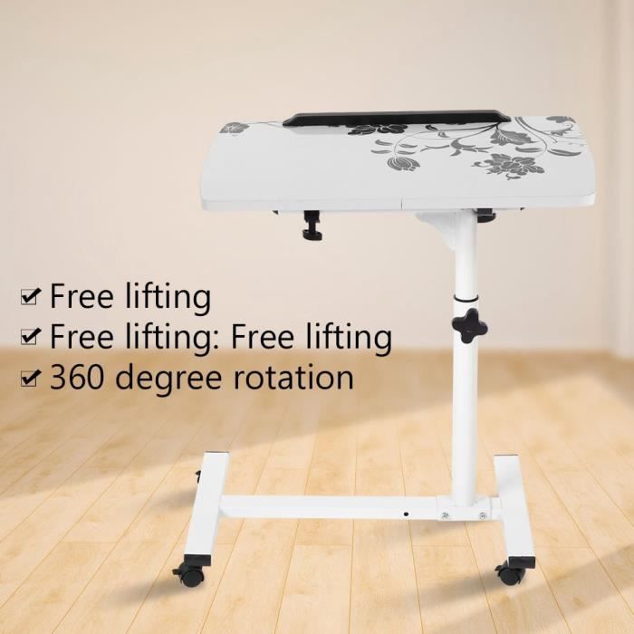 CHG Ordinateur portable Table Réglable en Hauteur avec Roues Table PC Robuste pour Lit Sofa ...