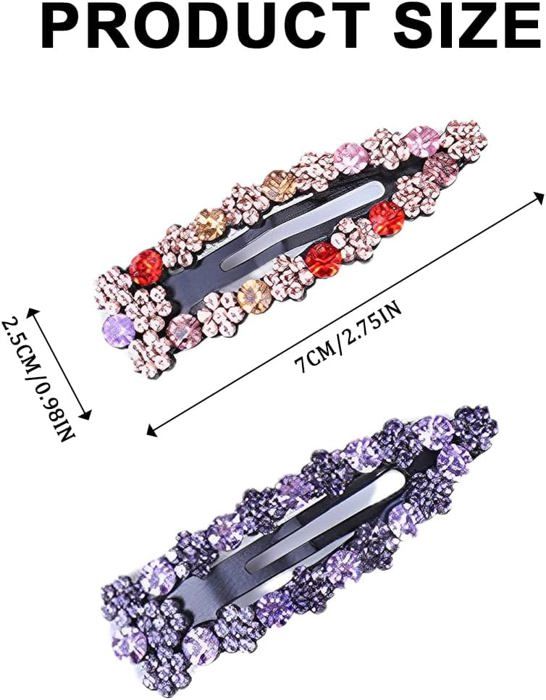 4 Pièces Hair Clip Femme Chic Cristal Barrettes À Cheveux Strass Pinces ...