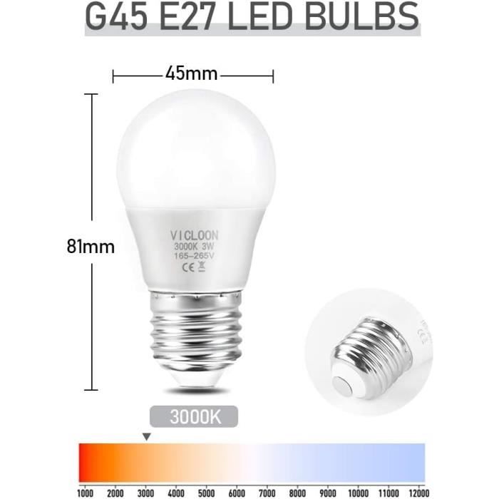 Ampoule LED E27,5Pack G45 E27 LED Ampoule,3W Équivalent Ampoule Incandescente 25W,LED E27 Base ...